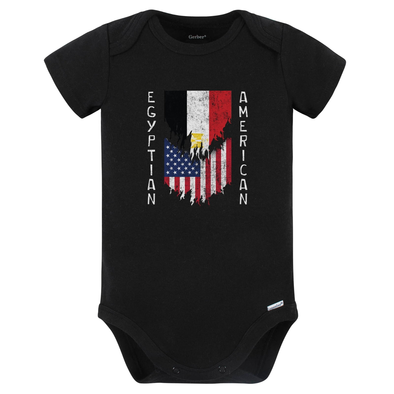 Tiny HugEgyptian American Flags Ripped Torn Egypt Baby Bodysuit (Black ...