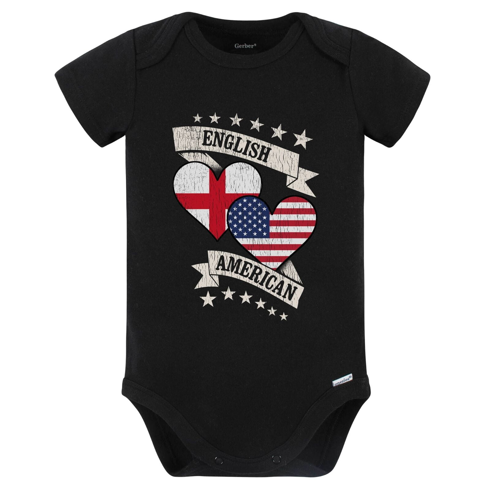 Tiny HugEnglish American Heart Flags England America Baby Bodysuit ...