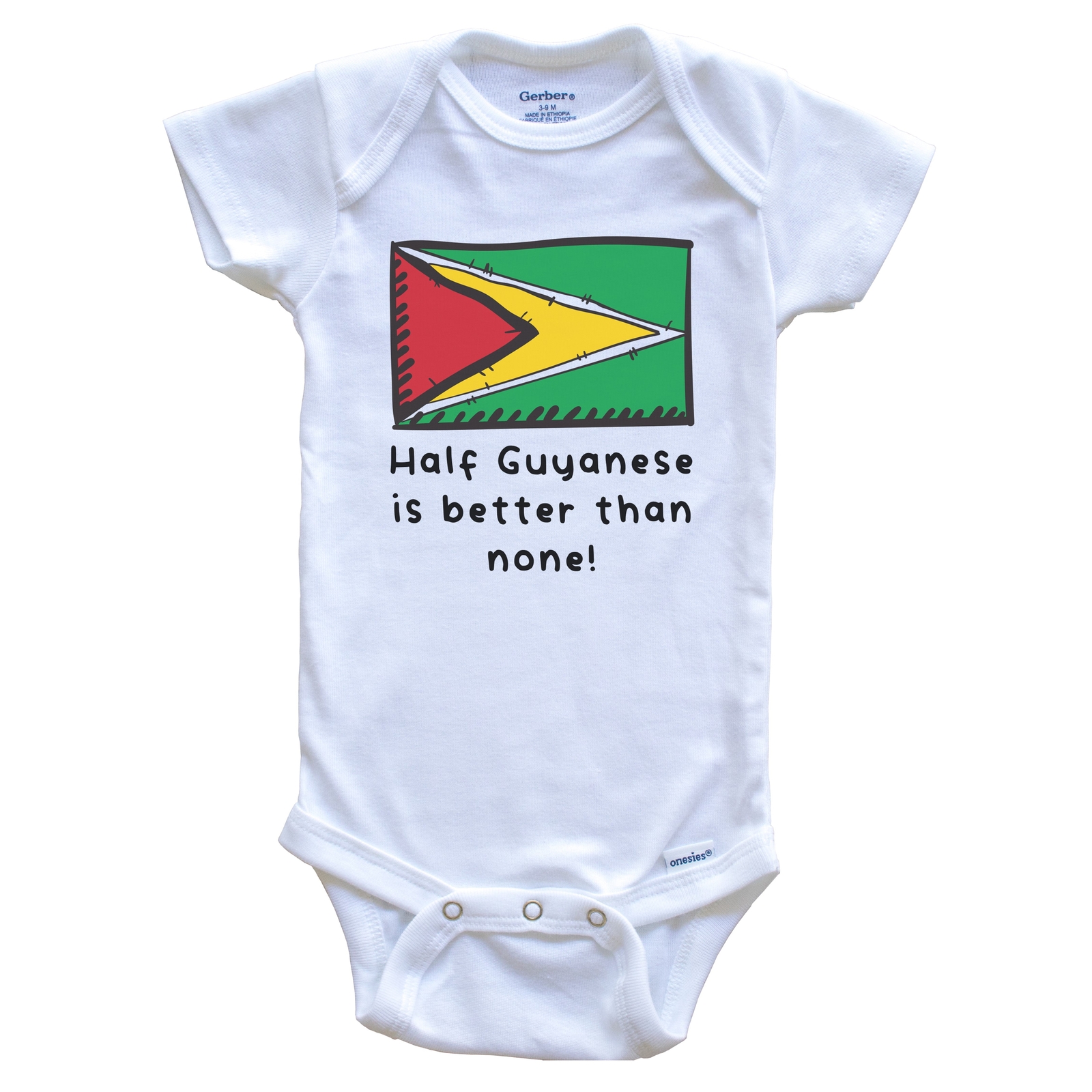 Tiny HugHalf Guyanese Is Better Than None Funny Guyana Flag One Piece ...