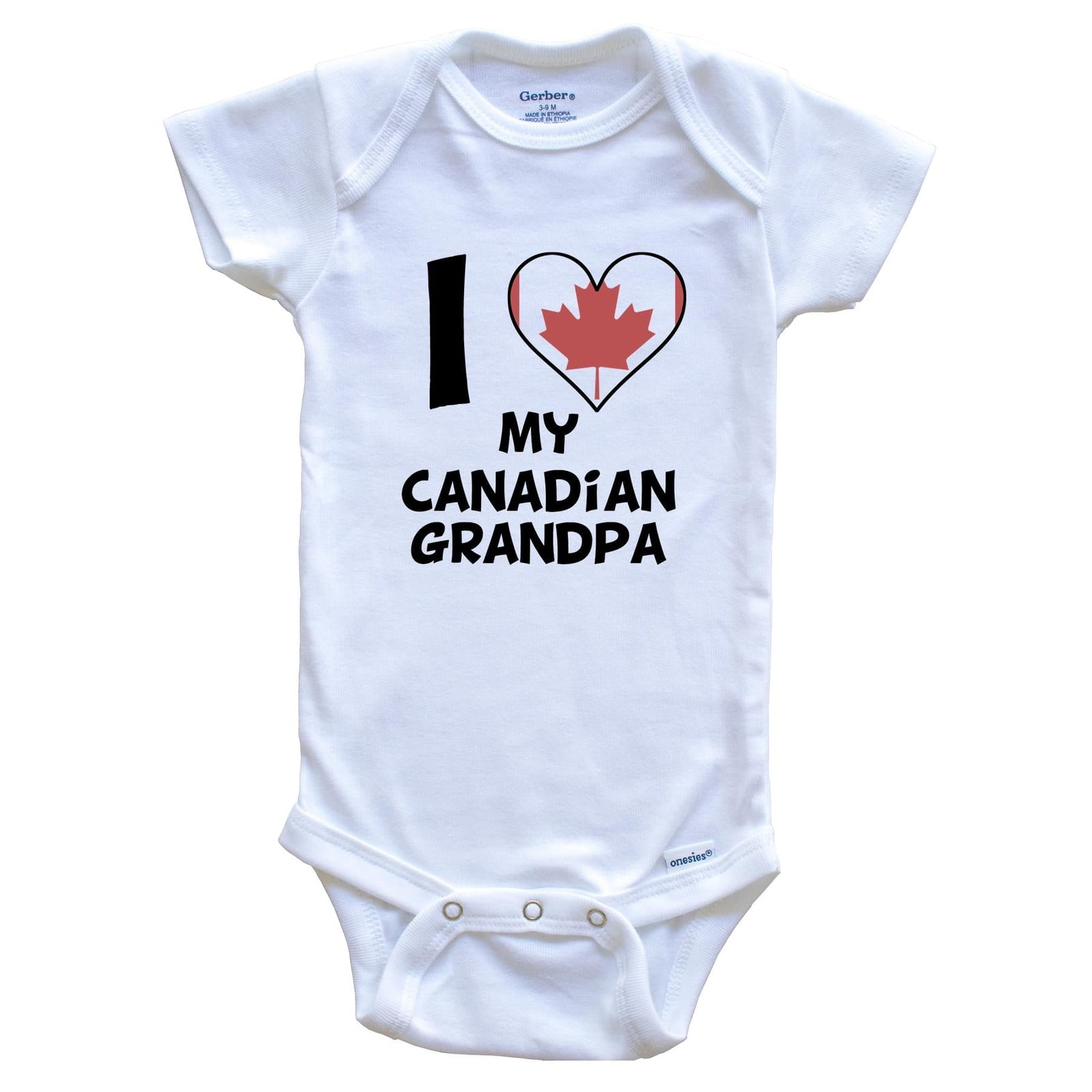 Tiny HugI Heart My Canadian Grandpa Canada Flag One Piece Baby Bodysuit ...