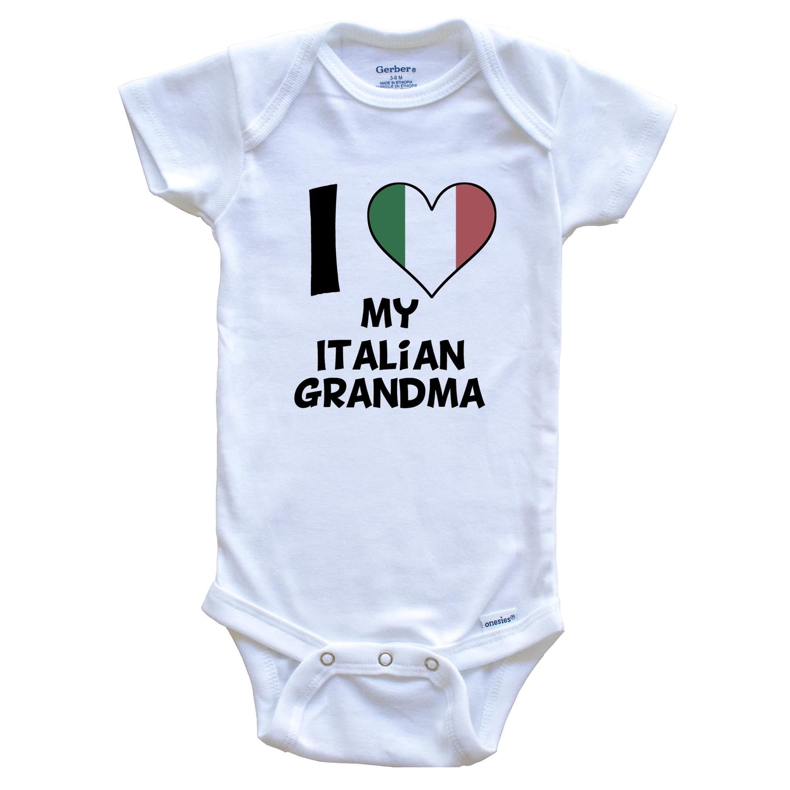 Tiny HugI Heart My Italian Grandma Italy Flag One Piece Baby Bodysuit ...