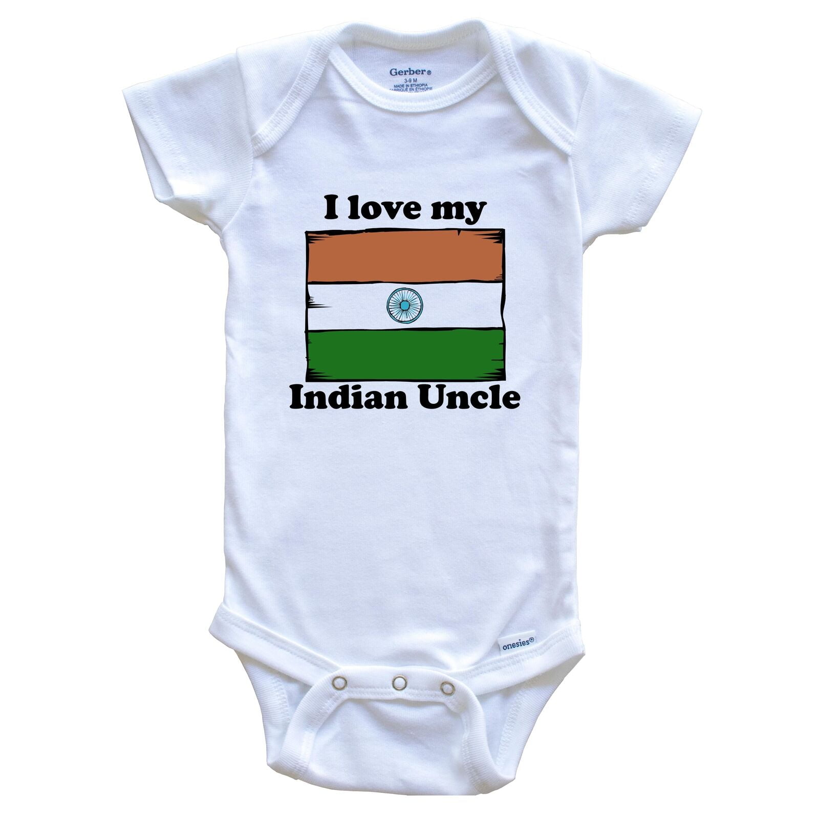 Tiny HugI Love My Indian Uncle India Flag Niece Nephew One Piece Baby ...