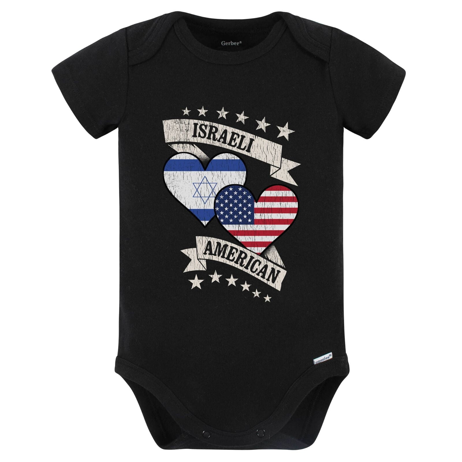 Tiny HugIsraeli American Heart Flags Israel America Baby Bodysuit ...