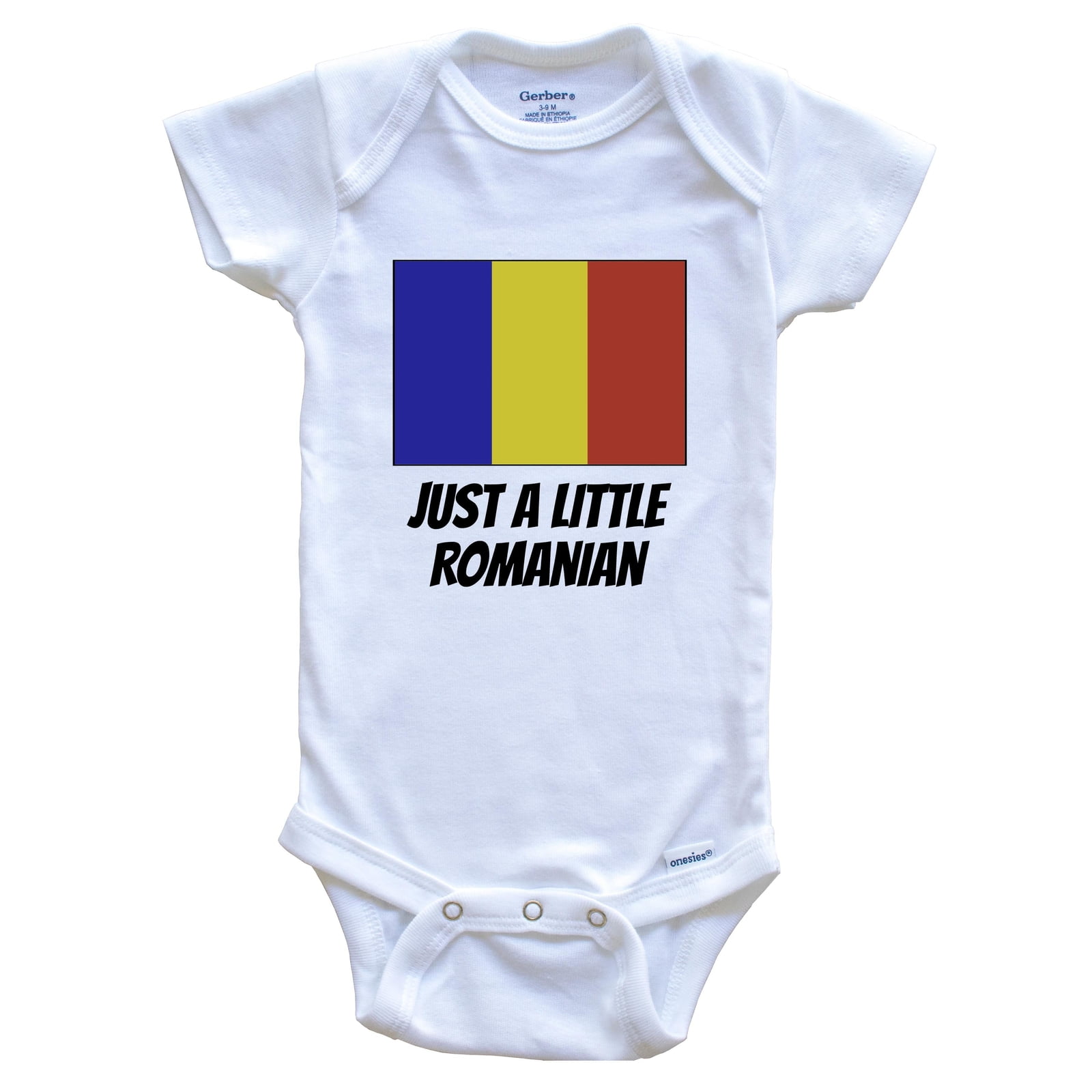 Tiny HugJust A Little Romanian Cute Romania Flag One Piece Baby ...
