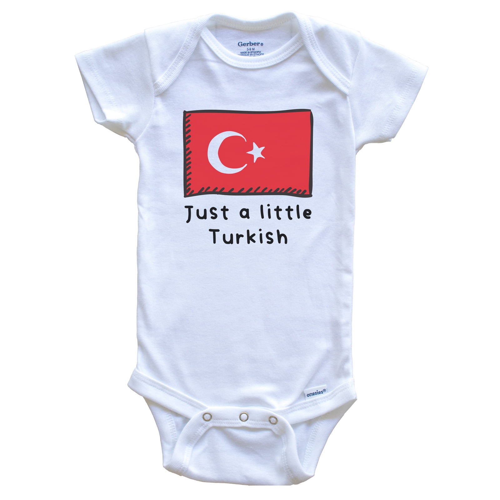 Tiny HugJust A Little Turkish Funny Cute Turkey Flag One Piece Baby ...