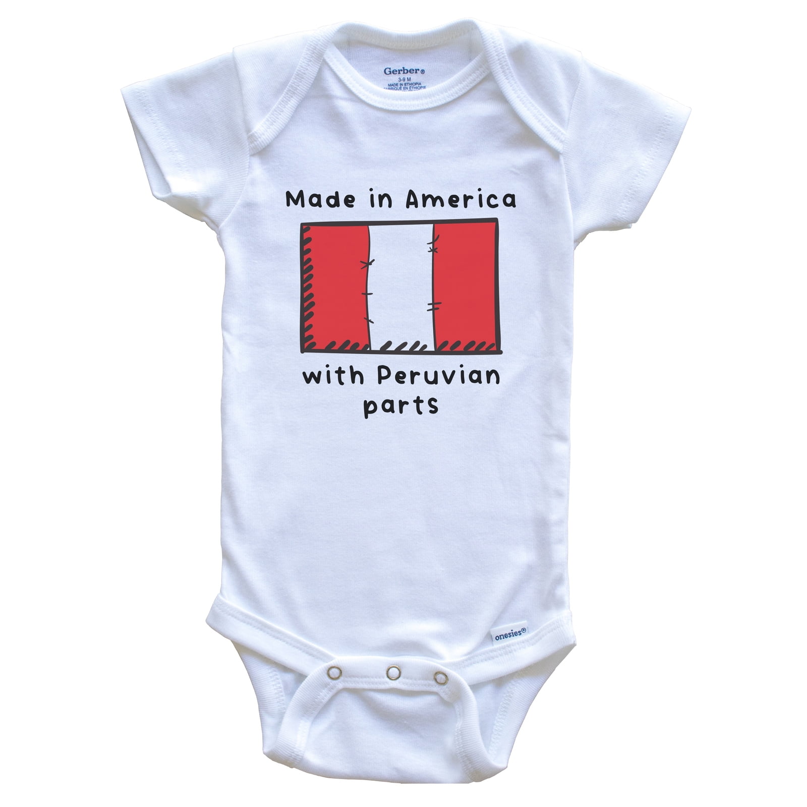 Tiny HugMade In America With Peruvian Parts Peru Flag One Piece Baby ...
