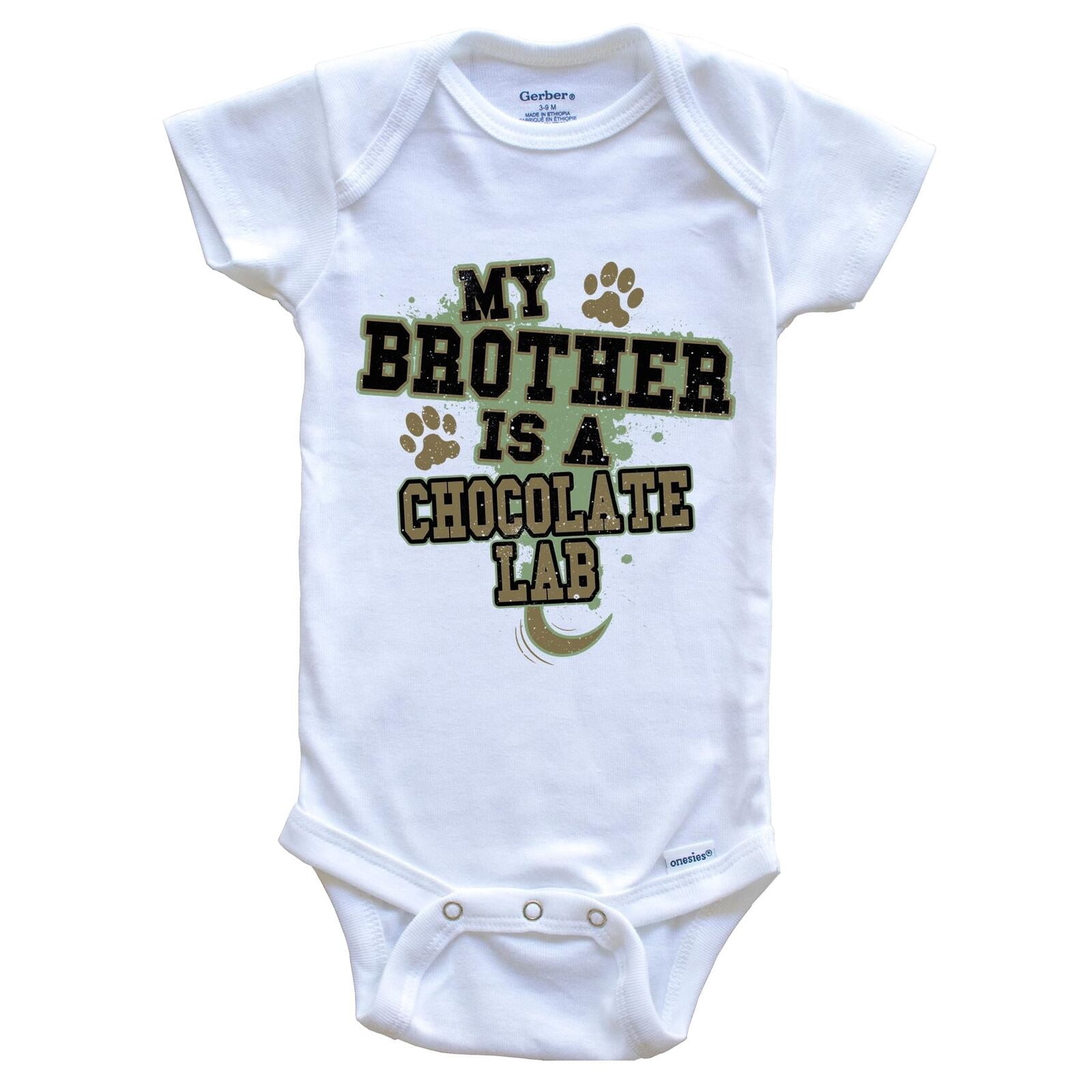 Tiny HugMy Brother Is A Chocolate Lab Funny Dog One Piece Baby Bodysuit ...