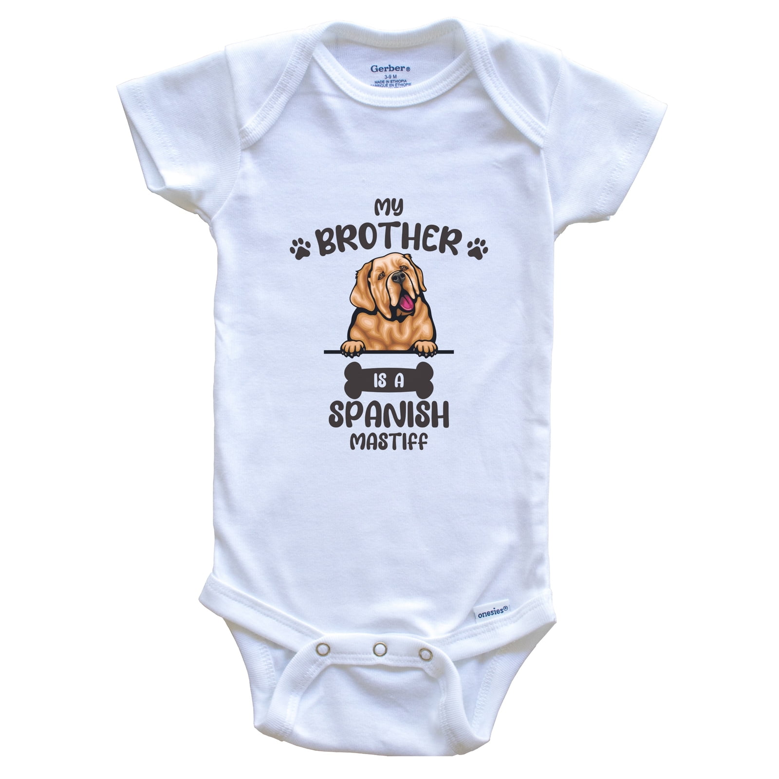 Tiny HugMy Brother Is A Spanish Mastiff Cute Dog Breed Baby Bodysuit ...