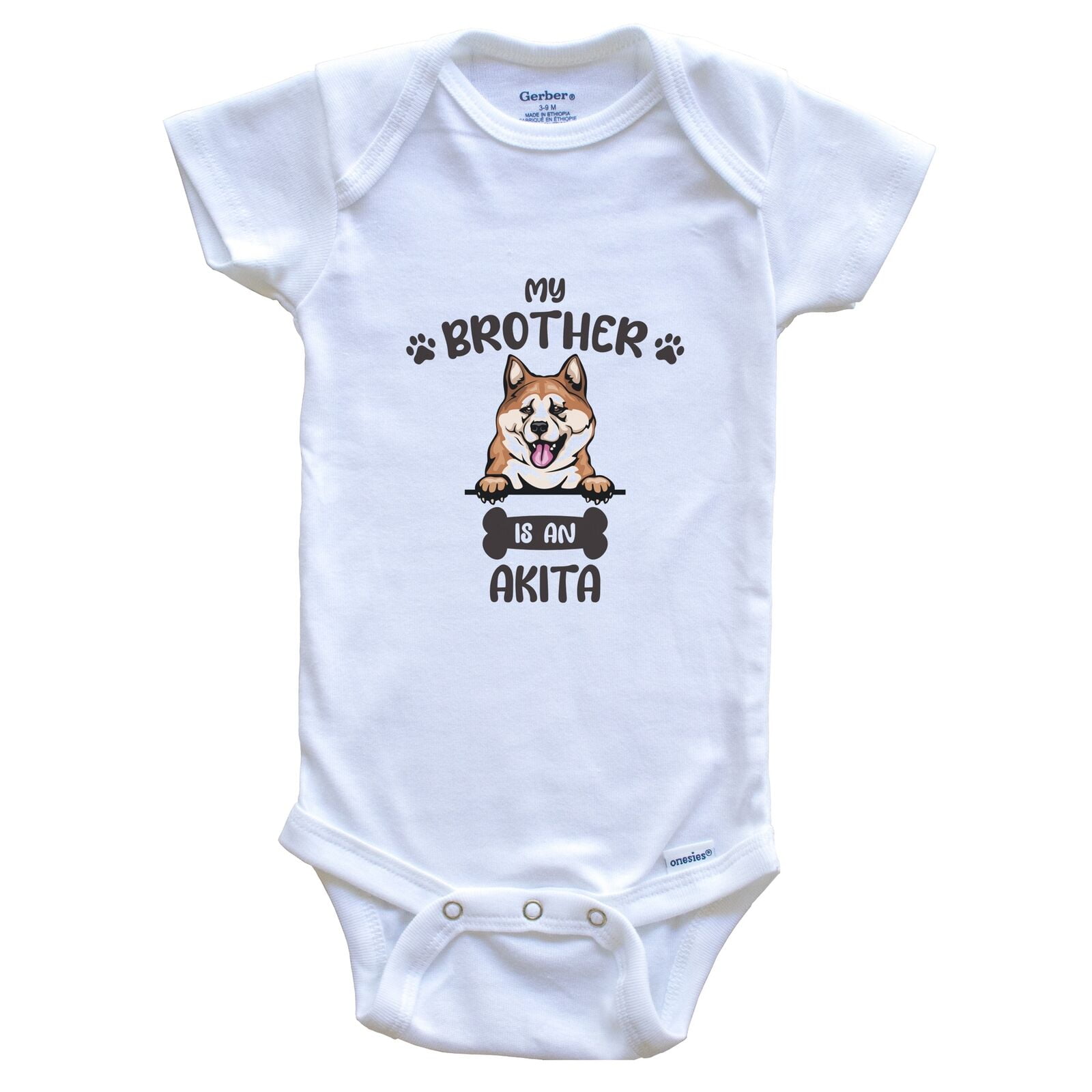 Tiny HugMy Brother Is An Akita Cute Dog Breed Baby Bodysuit, New Born ...