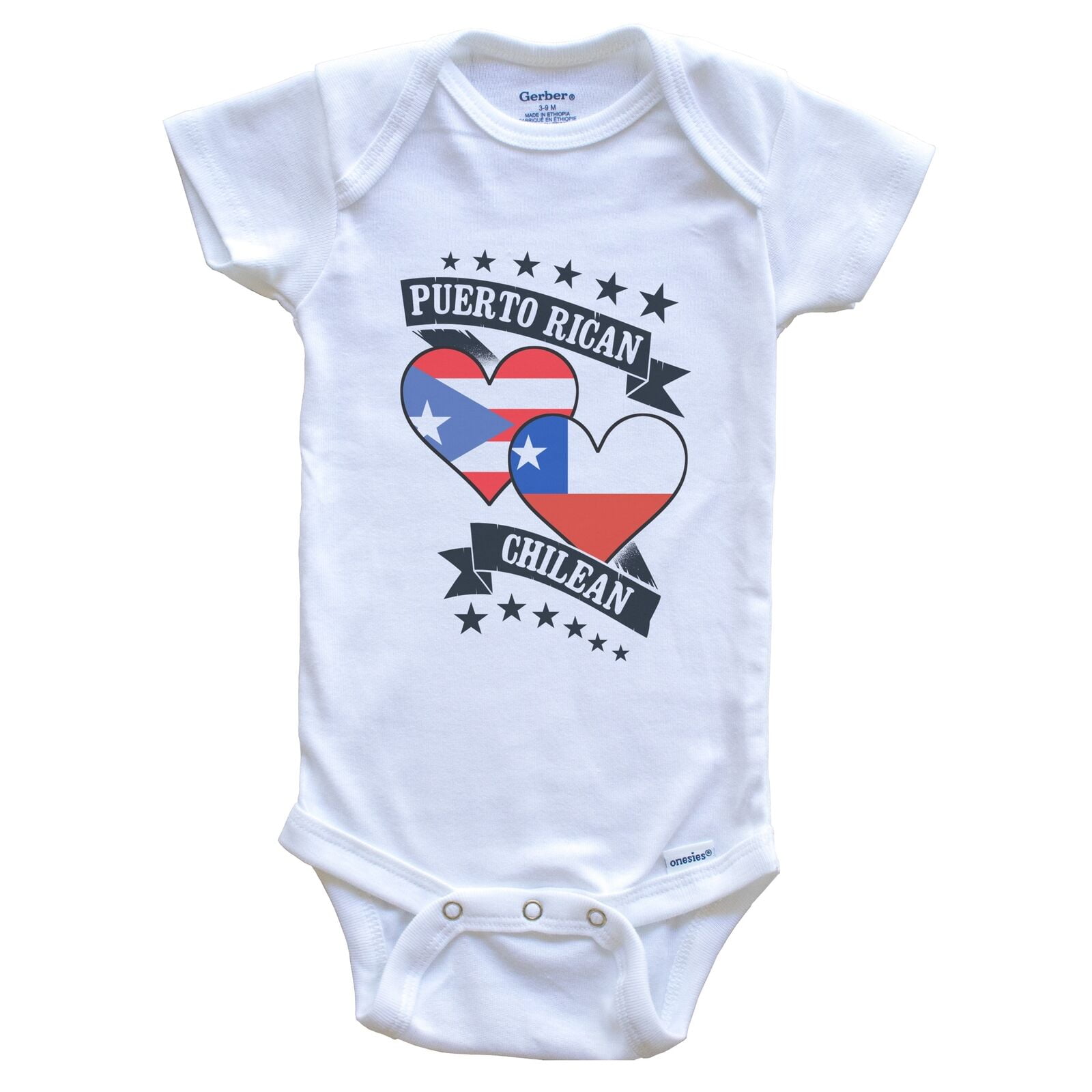 Tiny HugPuerto Rican Chilean Heart Flags Puerto Rico Chile Baby ...