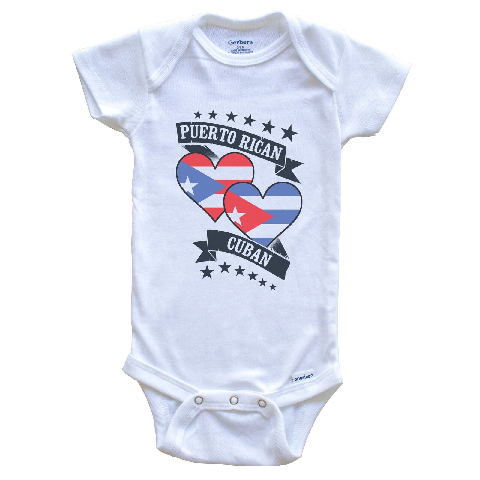 Tiny HugPuerto Rican Cuban Heart Flags Puerto Rico Cuba Baby Bodysuit ...