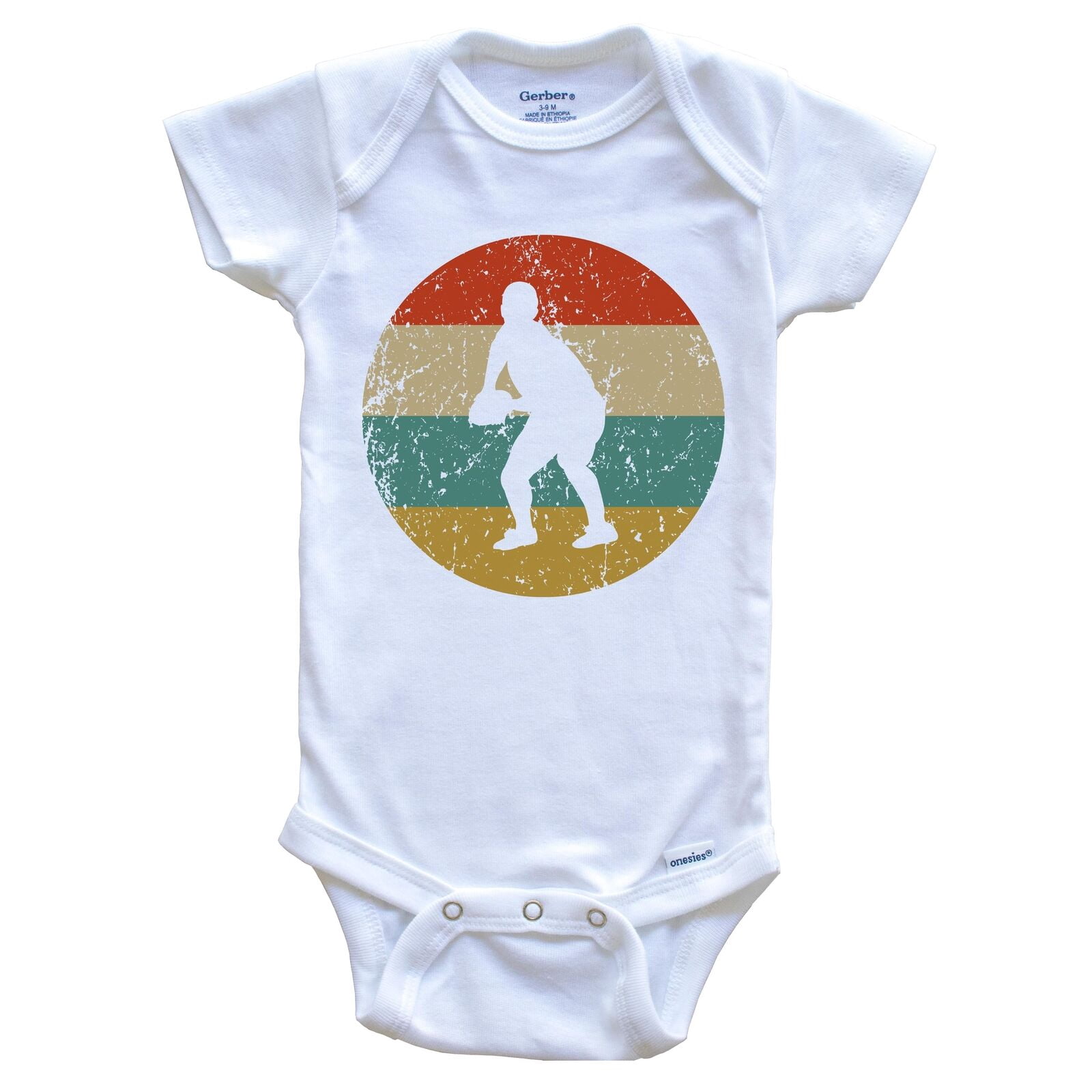 Tiny HugRugby Vintage Retro Rugby Player Circle Icon One Piece Baby ...