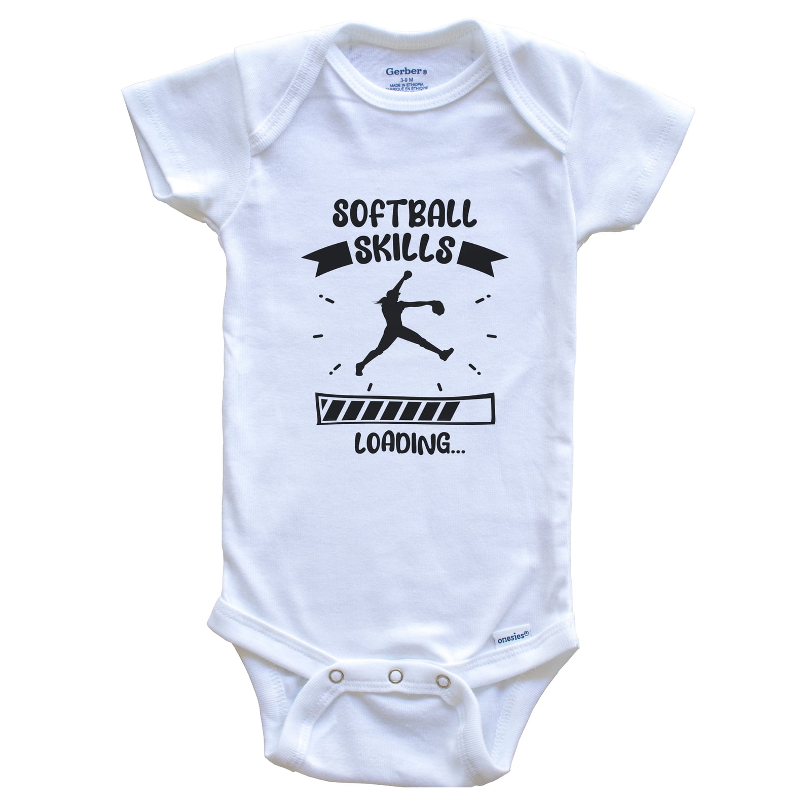 Tiny HugSoftball Skills Loading Funny Softball Baby Bodysuit, New Born ...