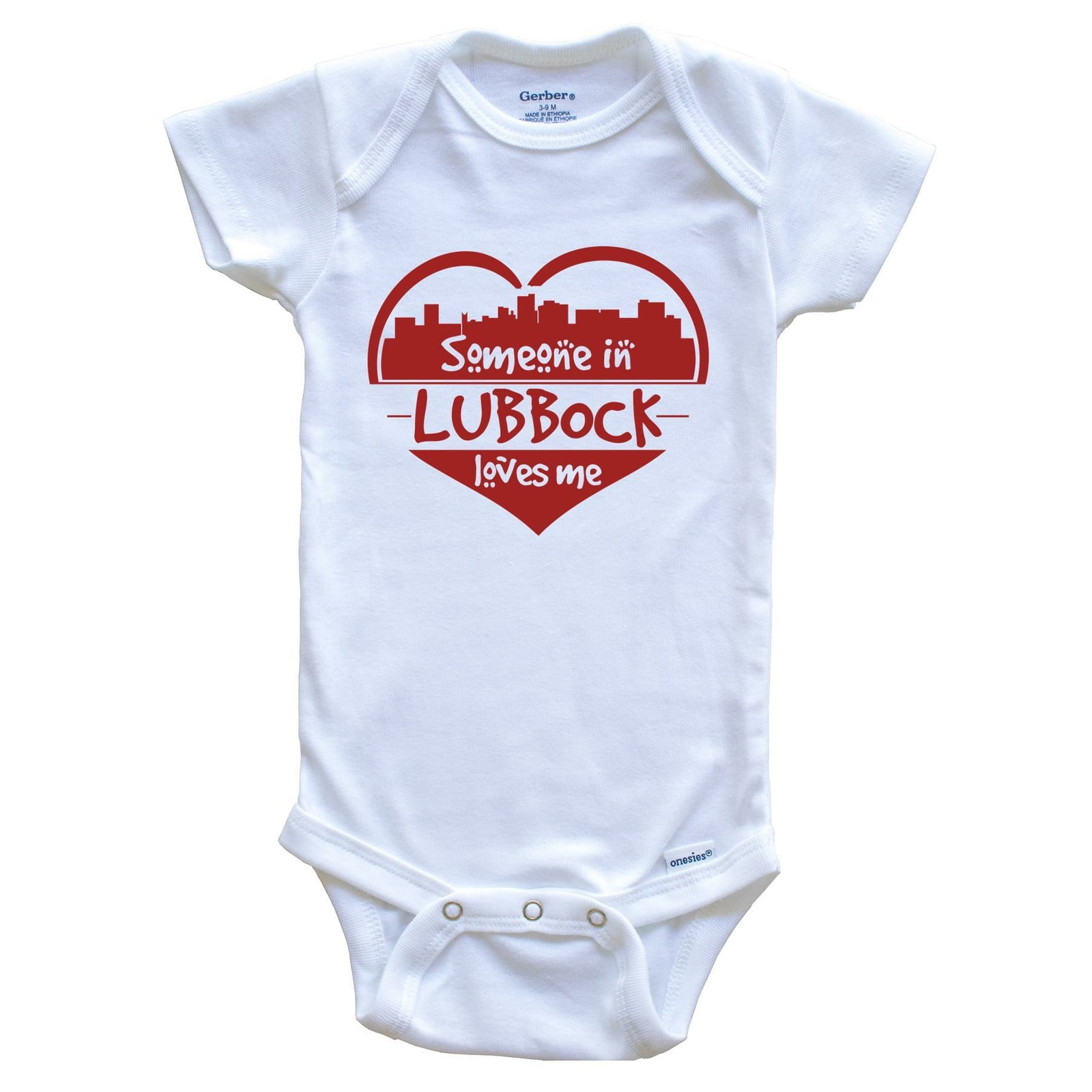 Tiny HugSomeone In Lubbock Loves Me Lubbock Texas Skyline Heart Baby ...
