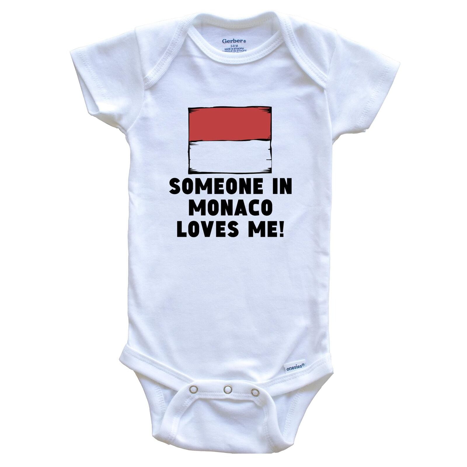 Tiny HugSomeone In Monaco Loves Me Monacan Flag Baby Bodysuit, New Born ...