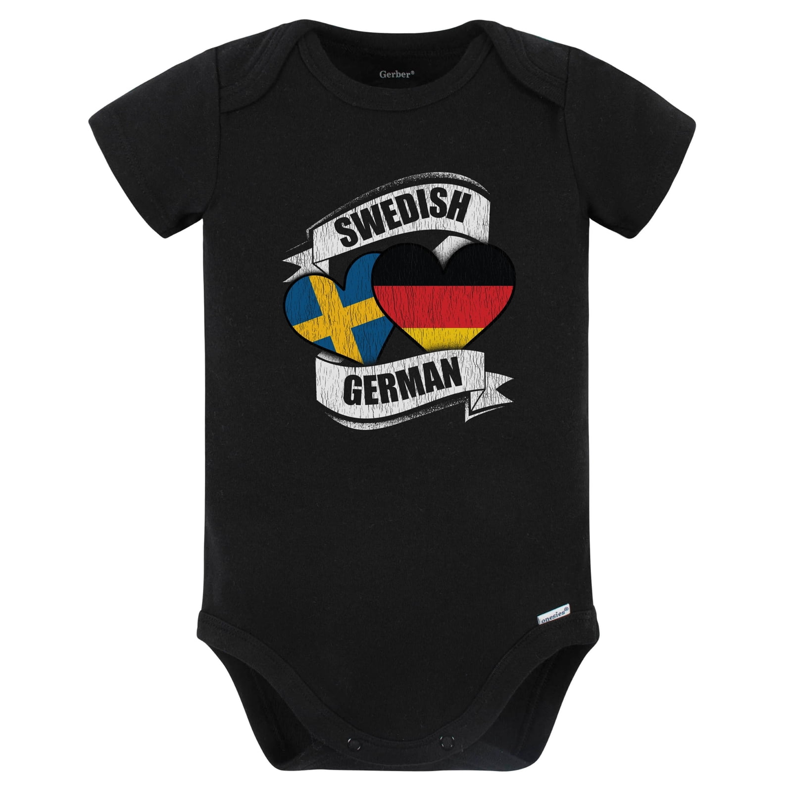 Tiny Hug Swedish German Hearts Sweden Germany Flags Baby Bodysuit ...