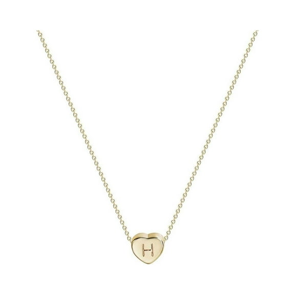 Heart Slip Chain Necklace For Women, 14k Gold Plated A-Z Initial ...