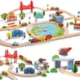 Tiny Land 110-Piece Wooden Train Set with Track for Ages 3-7 - Walmart.com