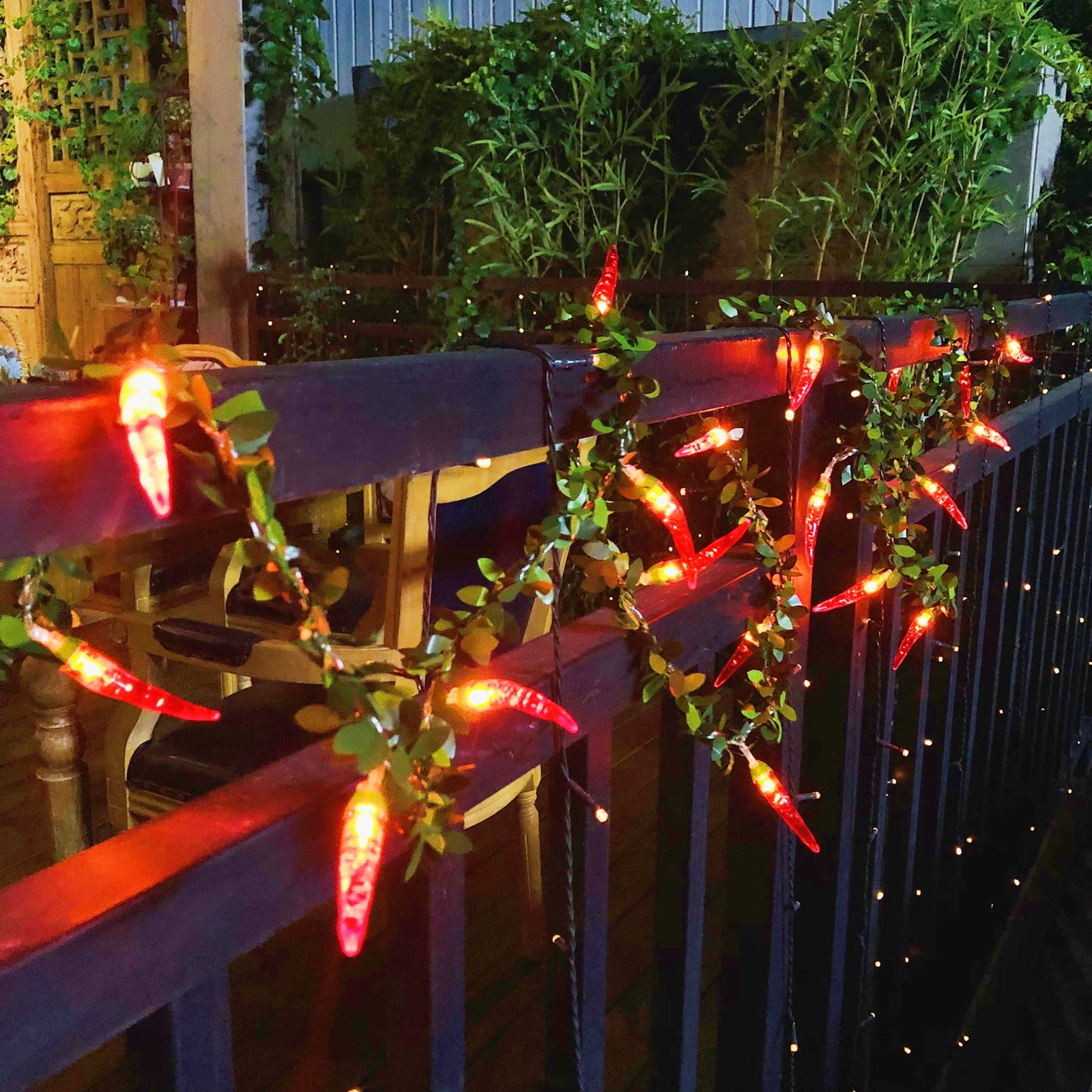 Tiny Leaf - Garland with Chili String Lights Battery Powered Red Pepper ...