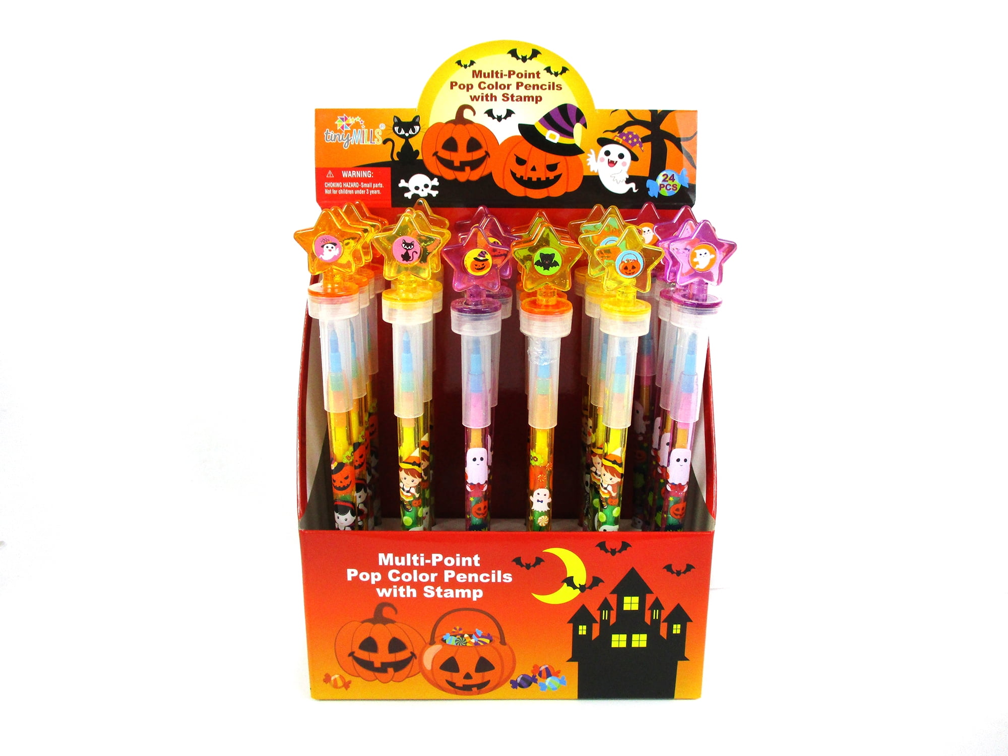 Tinymills Assorted Colors 2-in-1 Stackable Crayons with Stamper Topper ...