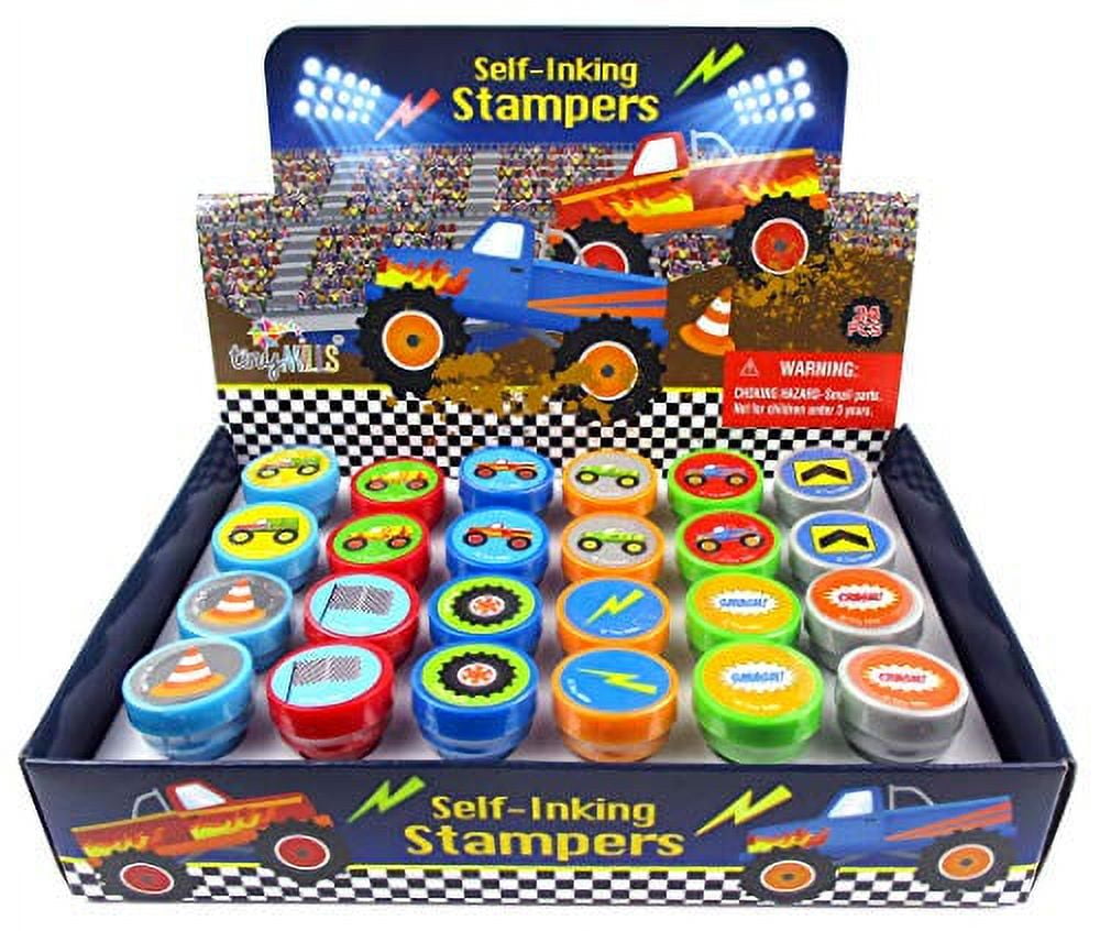 Tiny Mills Monster Truck 24pc Assorted Self-Inking Stamp Set for Kids ...