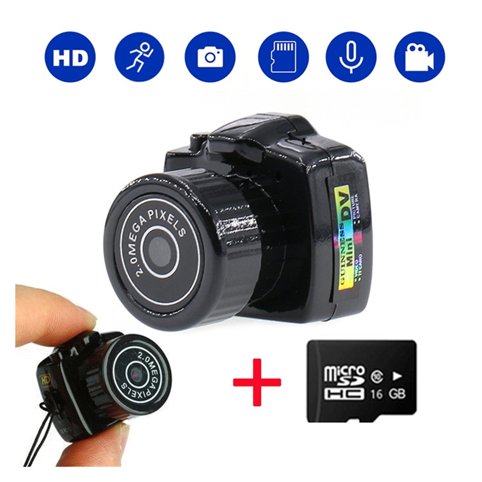 Tiny Mini Camera HD Video Audio Recorder Webcam Y2000 Camcorder Small ...