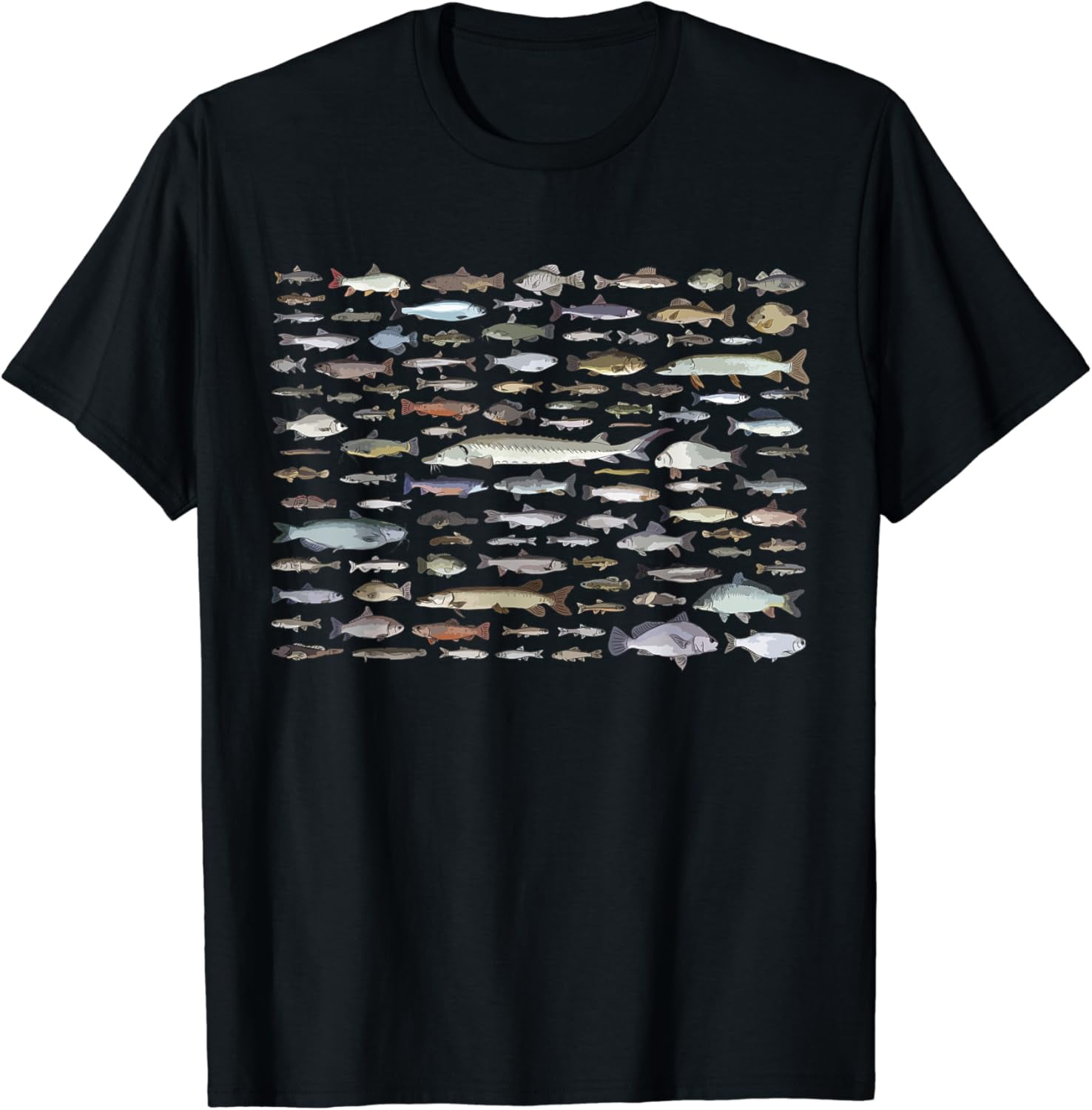 Tiny Nest 100 Types Of Freshwater Fish Species Fishing T-Shirt ...
