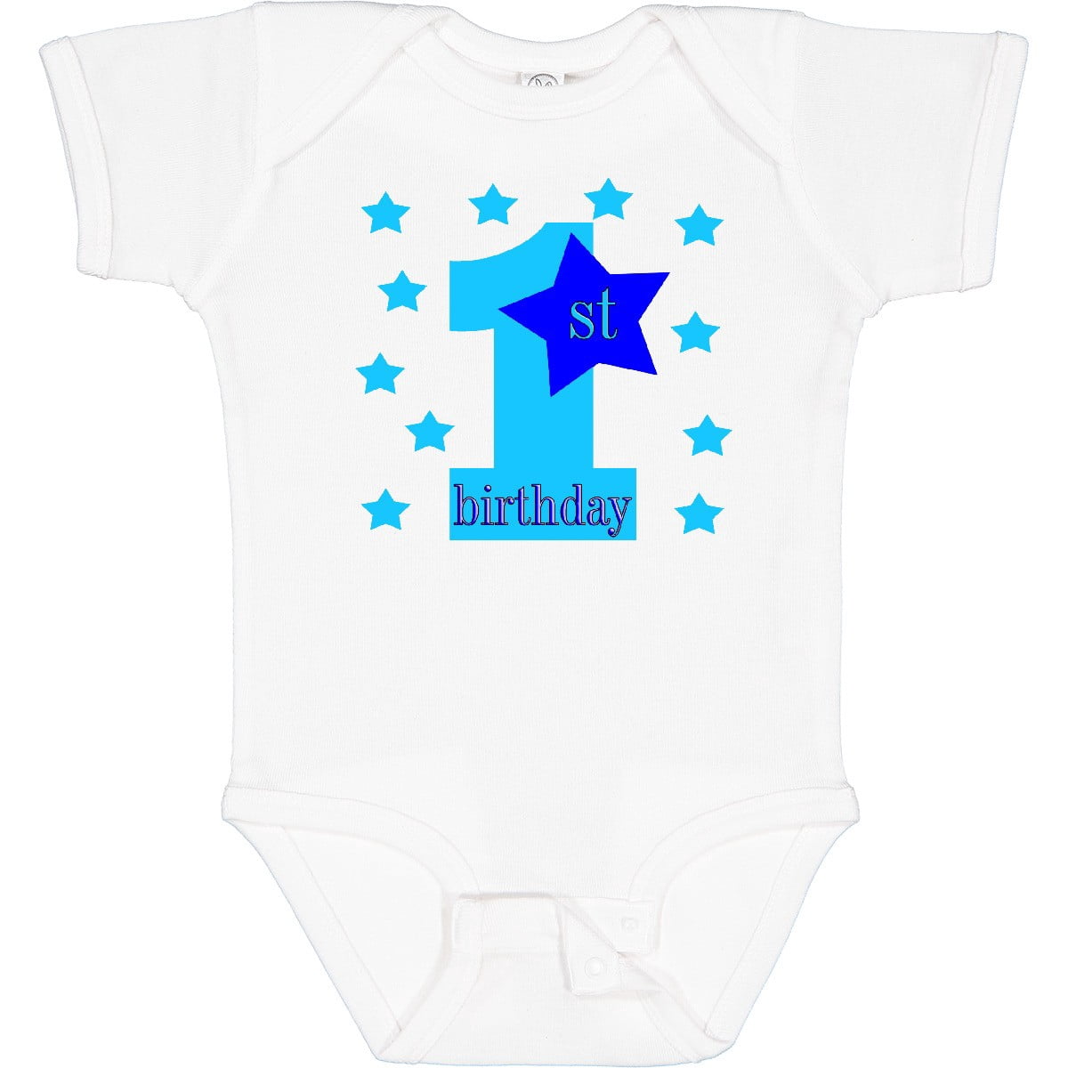 Tiny Nest 1St Birthday Boy Stars Baby Bodysuit Blue One-Piece Infant ...
