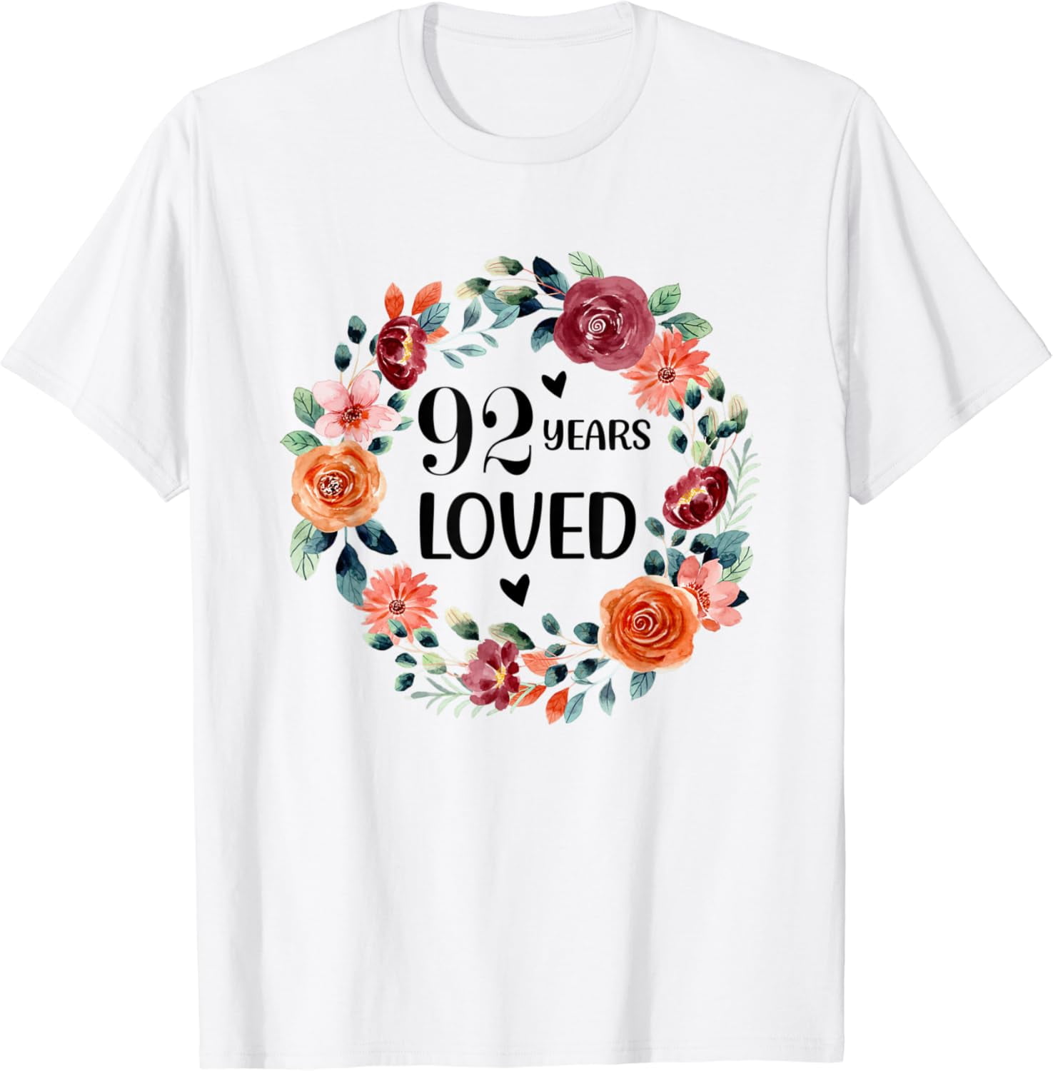 Tiny Nest 92 Years Loved Mom Grandma 92 Years Old Birthday T-Shirt ...
