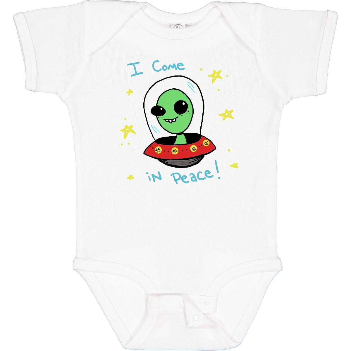 Tiny Nest Alien Baby Bodysuit Space Cute Green I Come Peace Outer ...