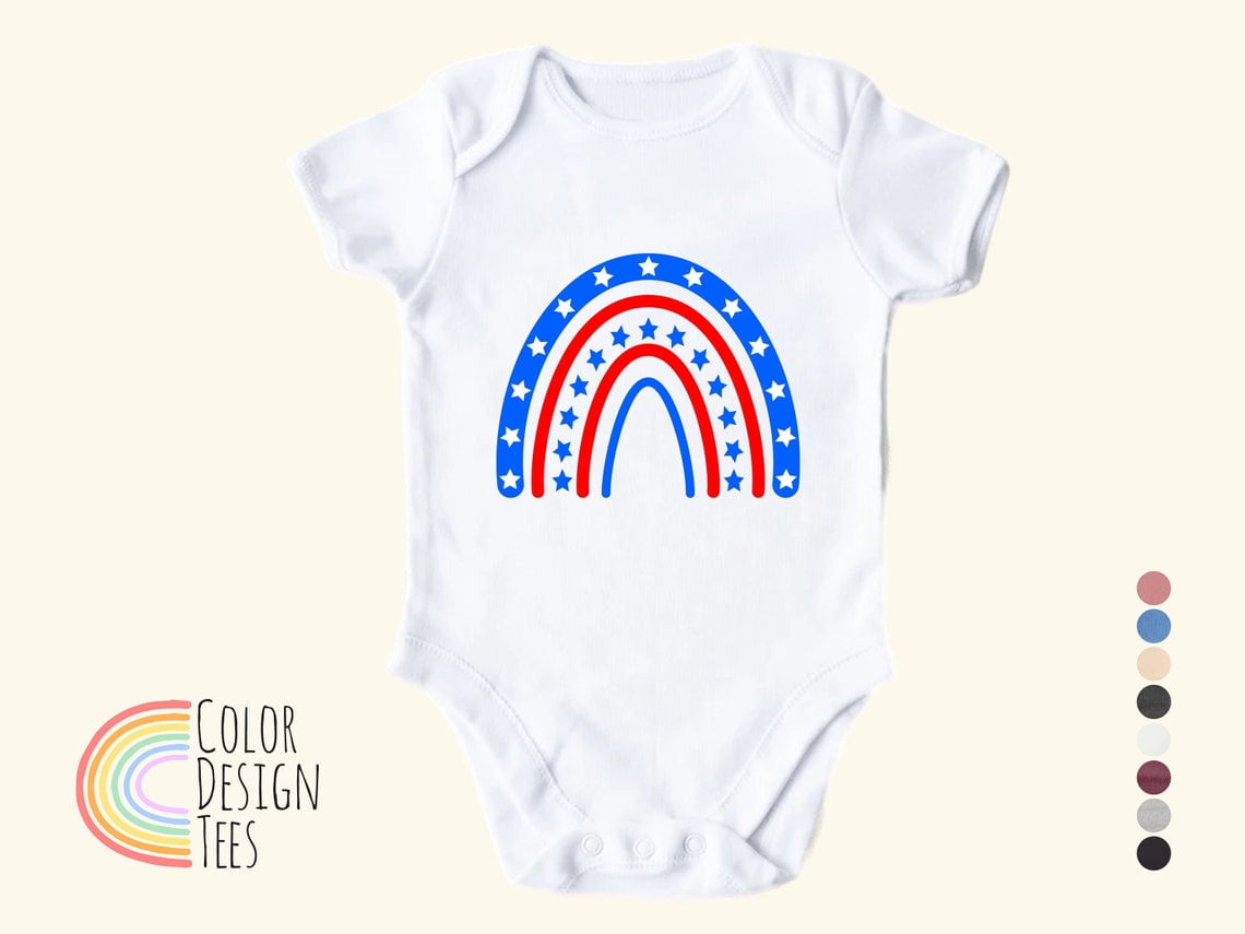 Tiny Nest American Flag Rainbow Onesie, Baby 4th of July Outfit, Baby USA Romper, USA Onesie ...