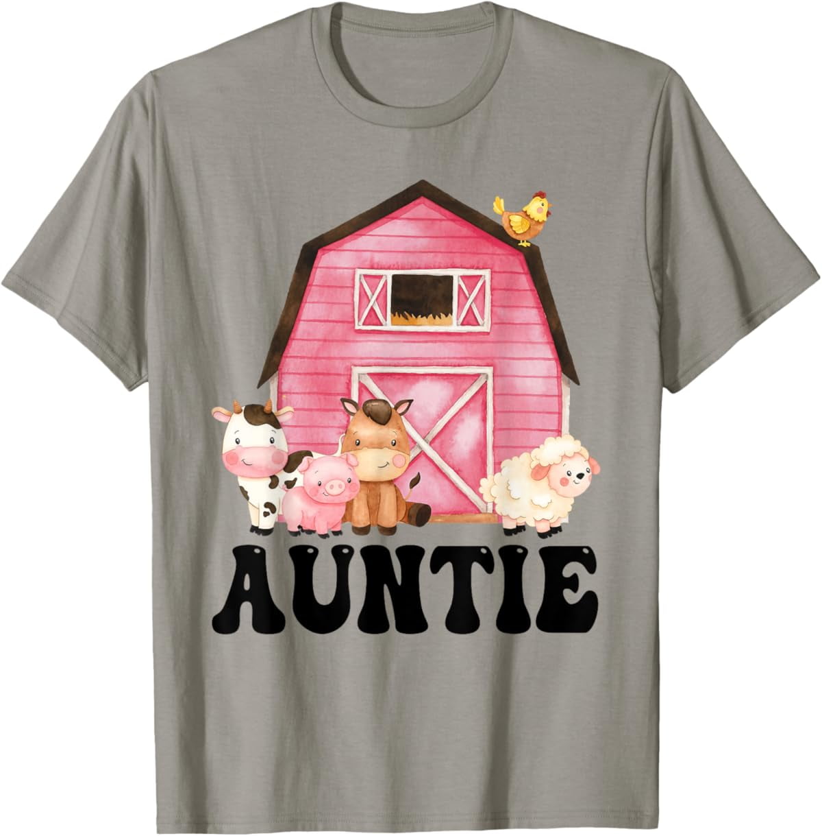 Tiny Nest Auntie Farm Animals Birthday Theme Matching Family T-Shirt ...