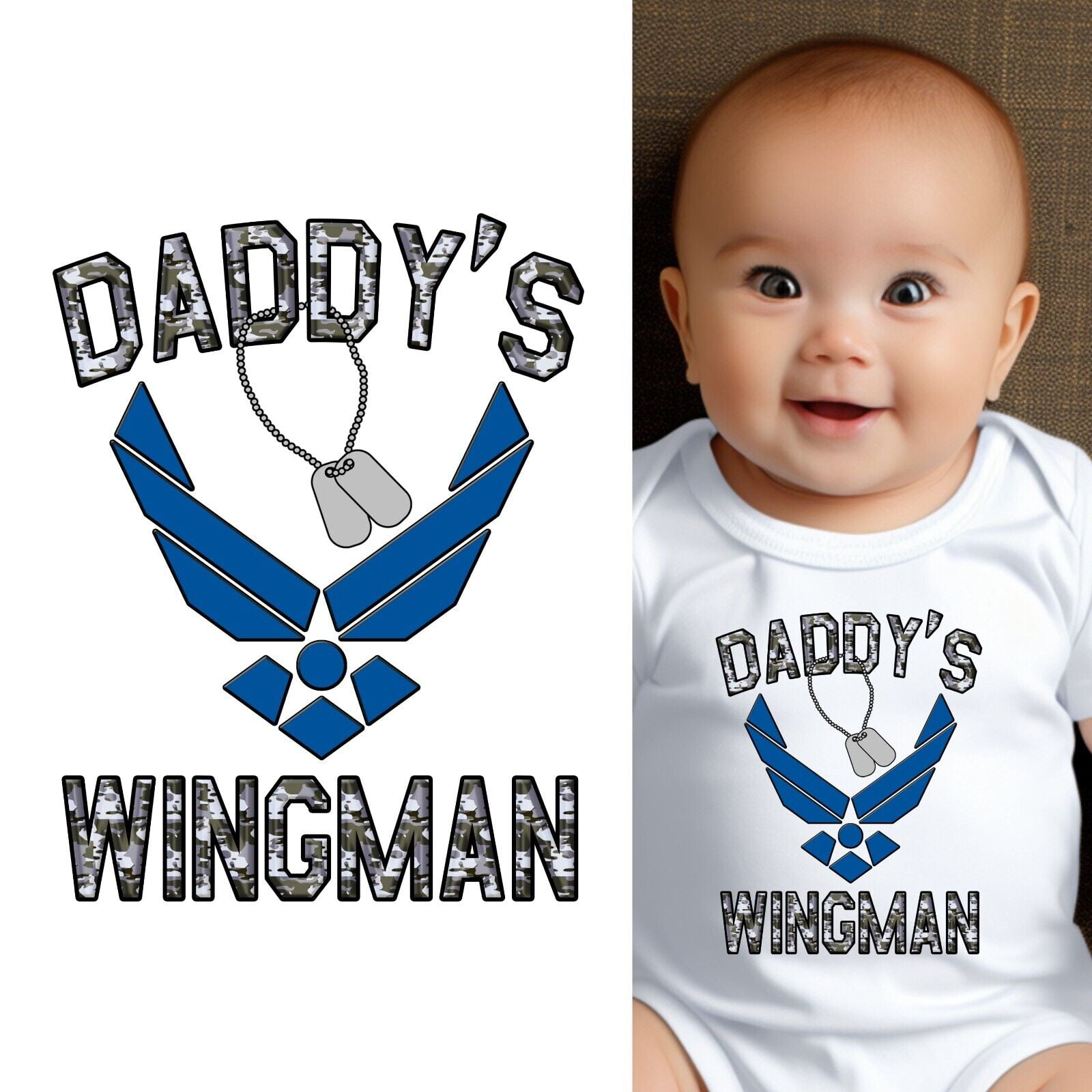 Tiny Nest Baby Bodysuit - Air Force Daddy'S Wingman Baby Clothes For ...