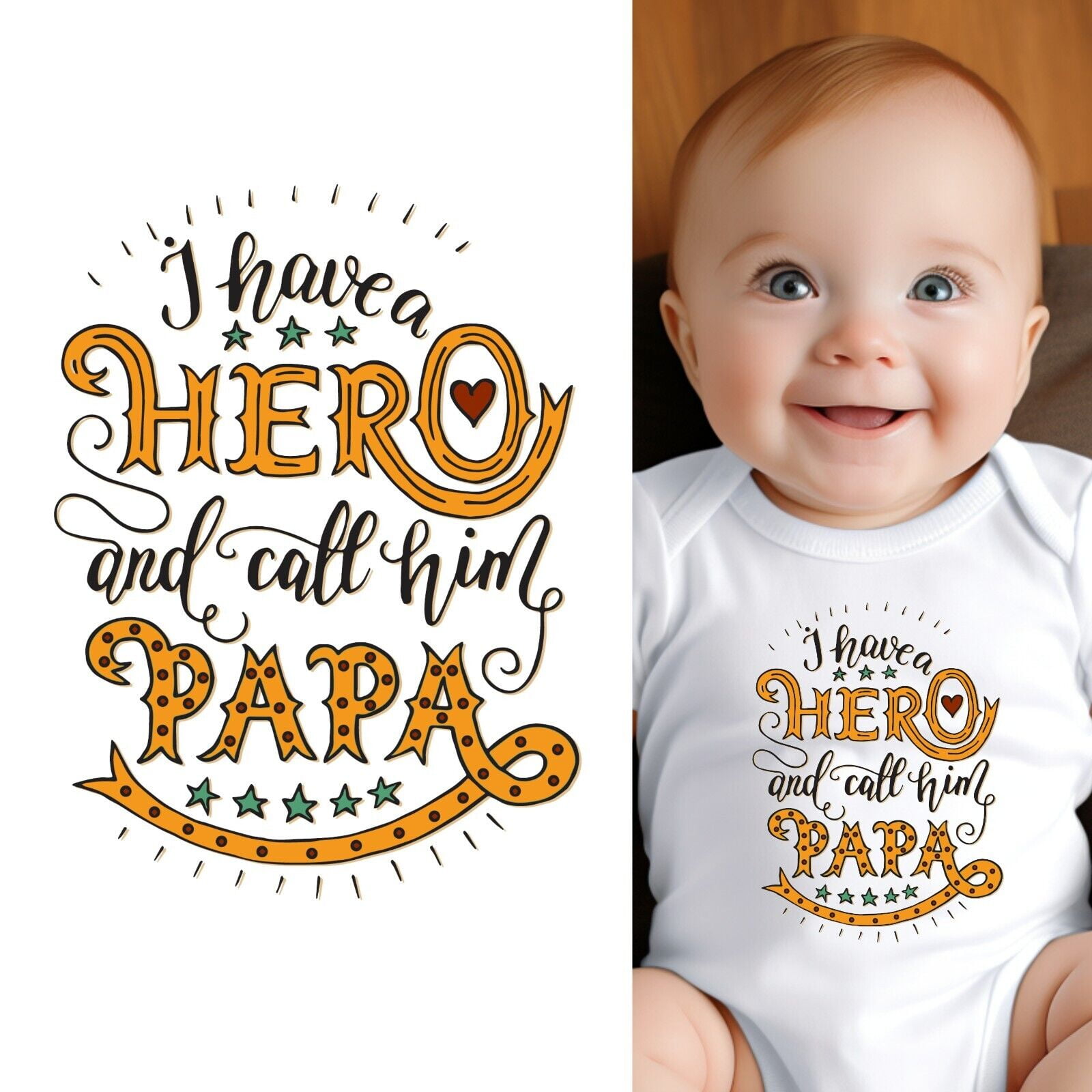 Tiny Nest Baby Bodysuit - I Have A Hero And Call Him Papa Baby Clothes ...