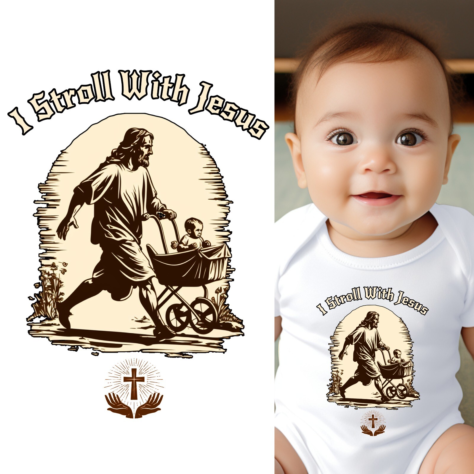Tiny Nest Baby Bodysuit - I Stroll With Christian Baby Clothes For Boys ...