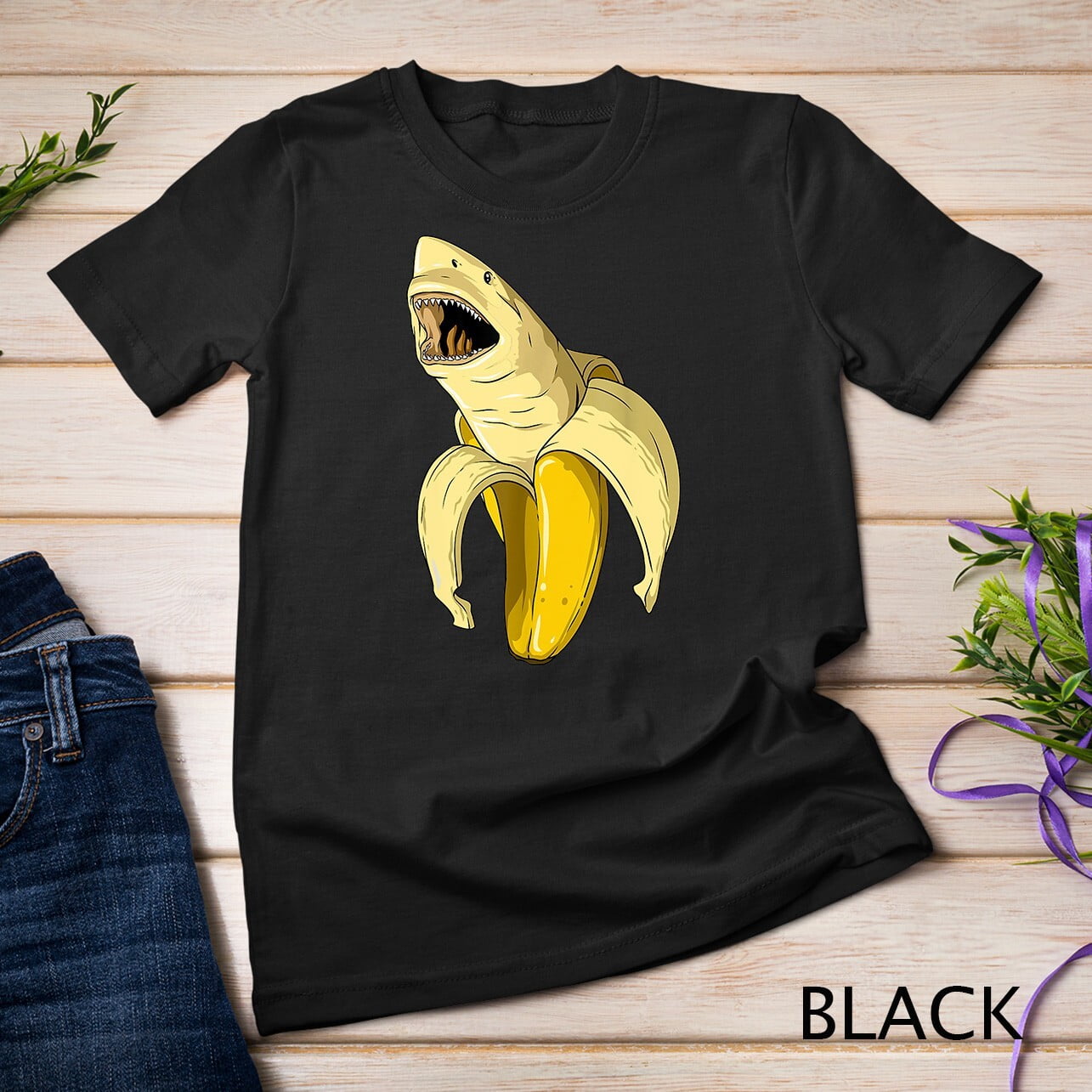 Tiny Nest Banana Shark Banana Themed Party Shark Themed Party T-Shirt ...