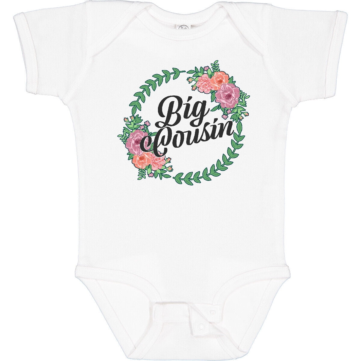 Tiny Nest Big Cousin With Flower Circle Baby Bodysuit Illustration One-Piece, New Born, Baby ...