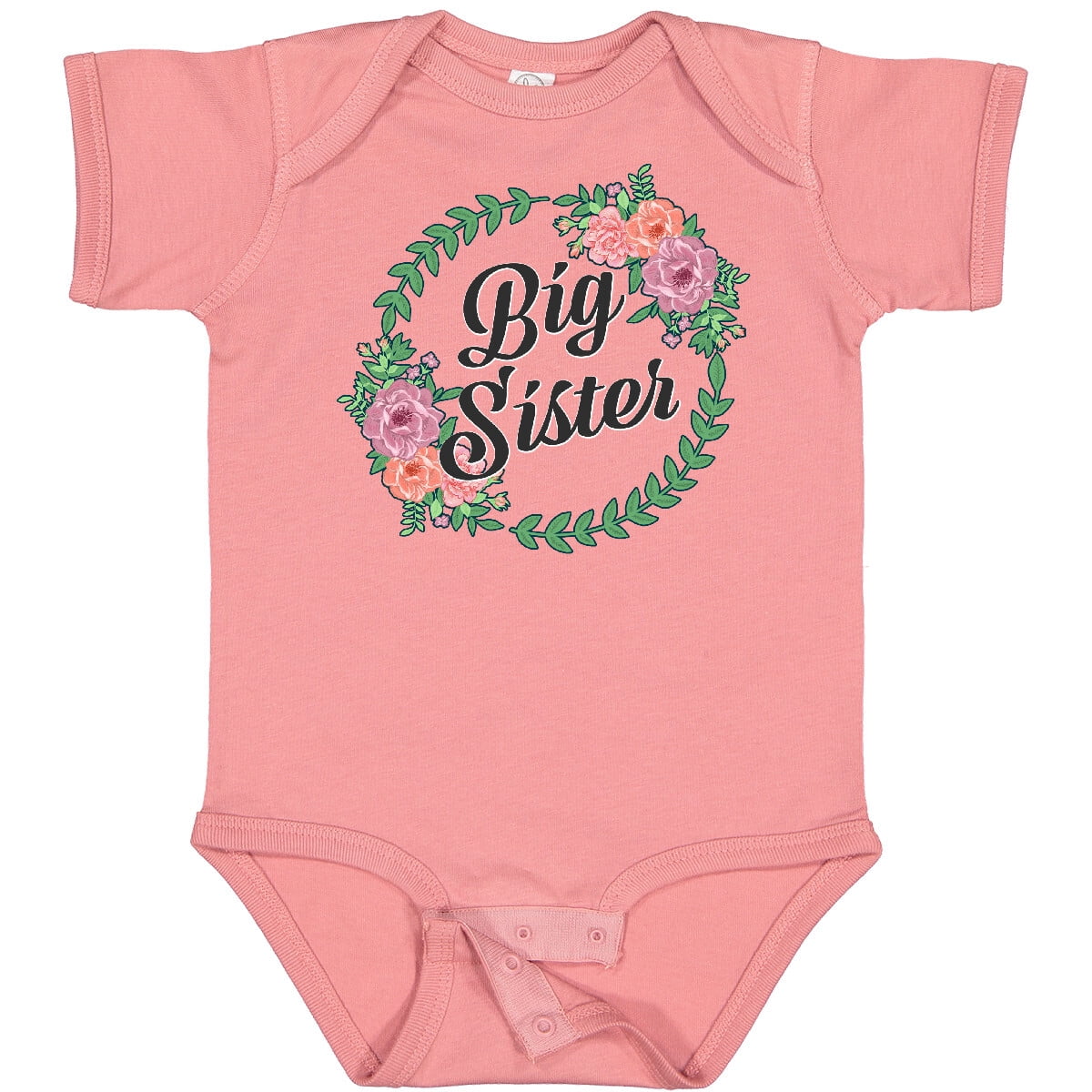 Tiny Nest Big Sister With Flower Circle Baby Bodysuit Sis Older Sibling ...