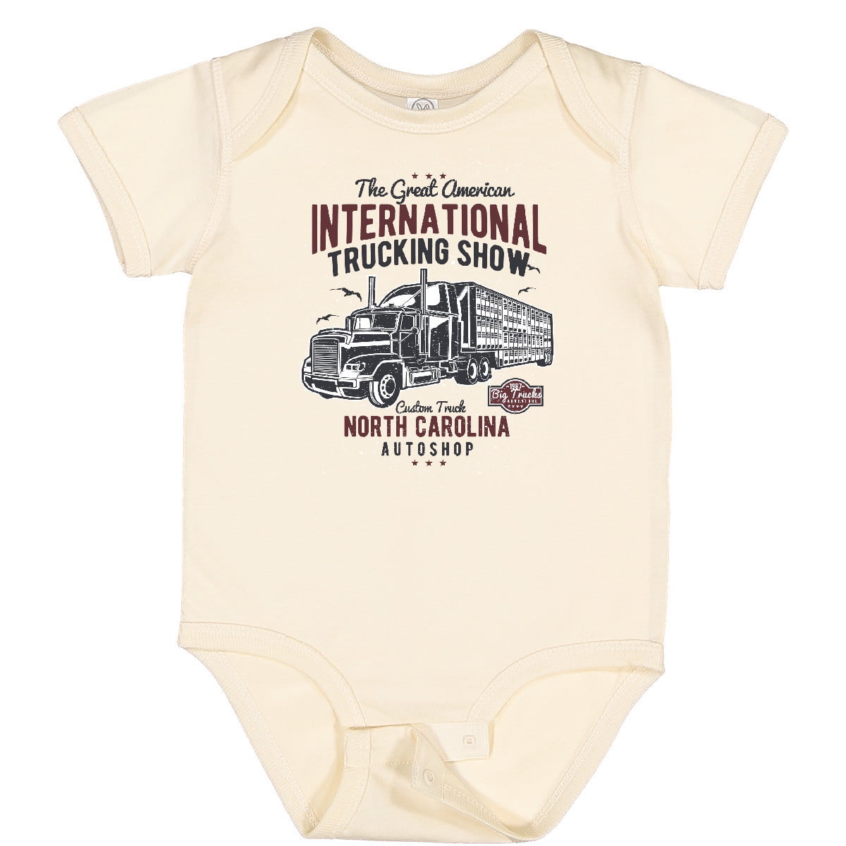 Tiny Nest Big Truck Baby Bodysuit Rig Semi-Trailer American Trucking ...