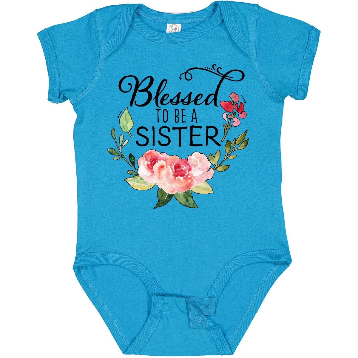 Tiny Nest Blessed To Be A Sister With Pink Flowers Baby Bodysuit ...