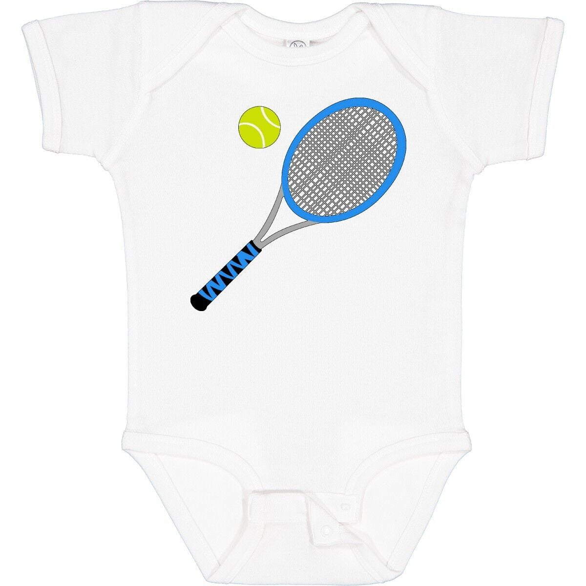 Tiny Nest Blue Tennis Racket And Ball Baby Bodysuit Sports Match Play ...