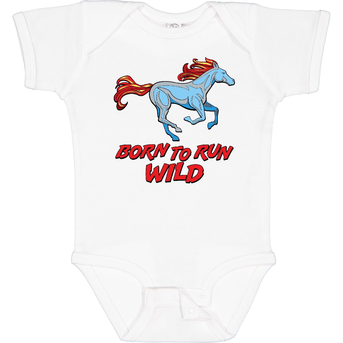Tiny Nest Born To Run Wild- Galloping Horse Baby Bodysuit Animals ...