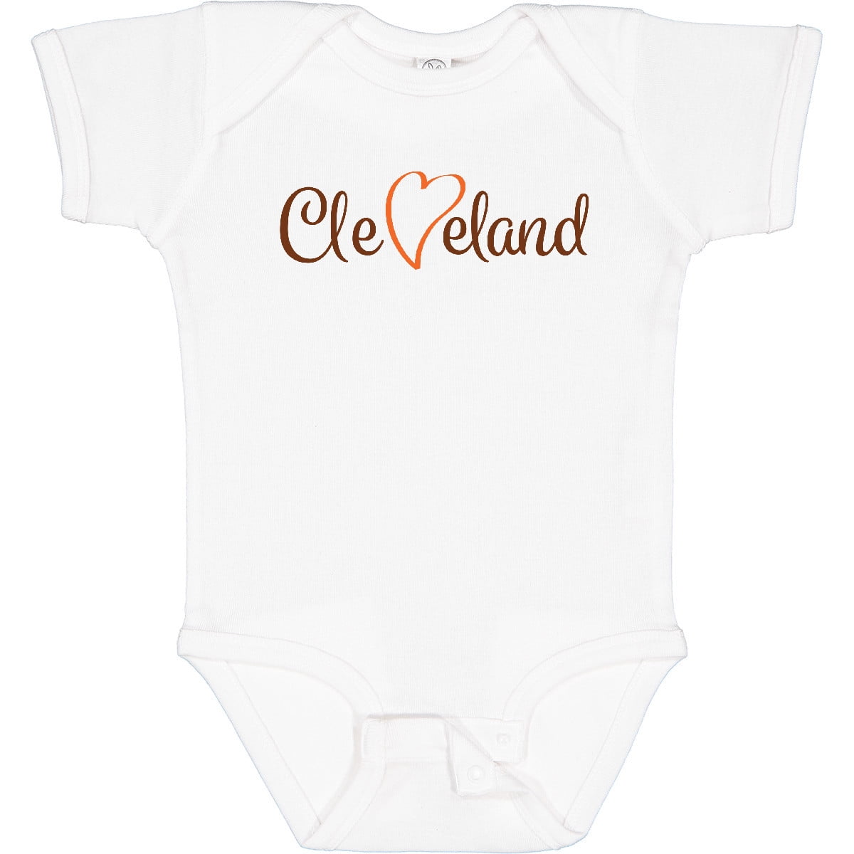 Tiny Nest Cleveland Heart Cursive Orange Baby Bodysuit Ohio Brown Love ...