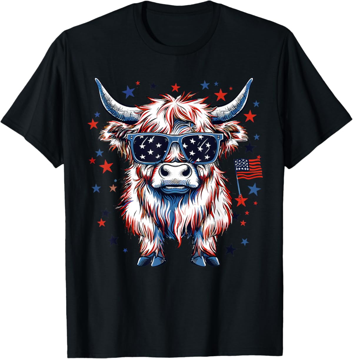 Tiny Nest Cow 4Th Of July Usa Flag Patriotic Cow Farmer For Mens T ...