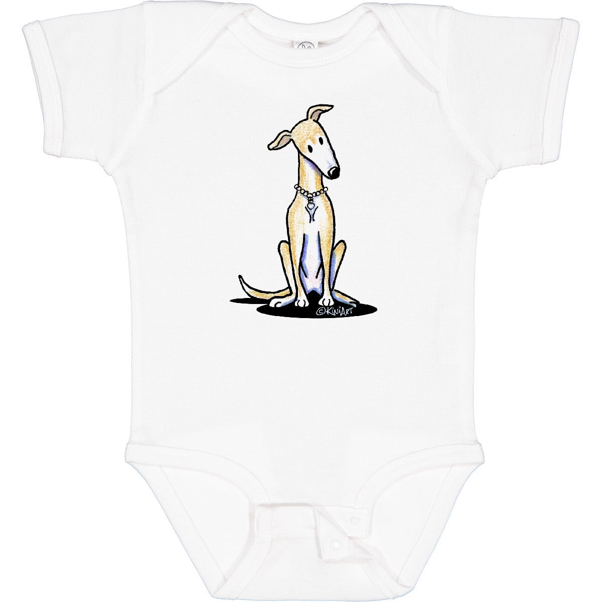 Tiny Nest Curious Greyhound Baby Bodysuit - Kiniart Dog Breed Cartoon ...