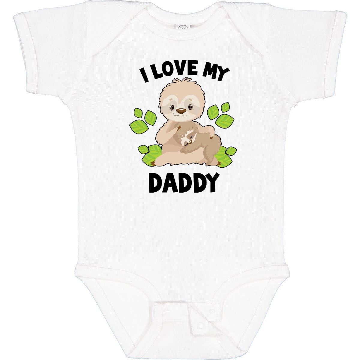 Tiny Nest Cute Sloth I Love My Daddy With Green Leaves Baby Bodysuit ...