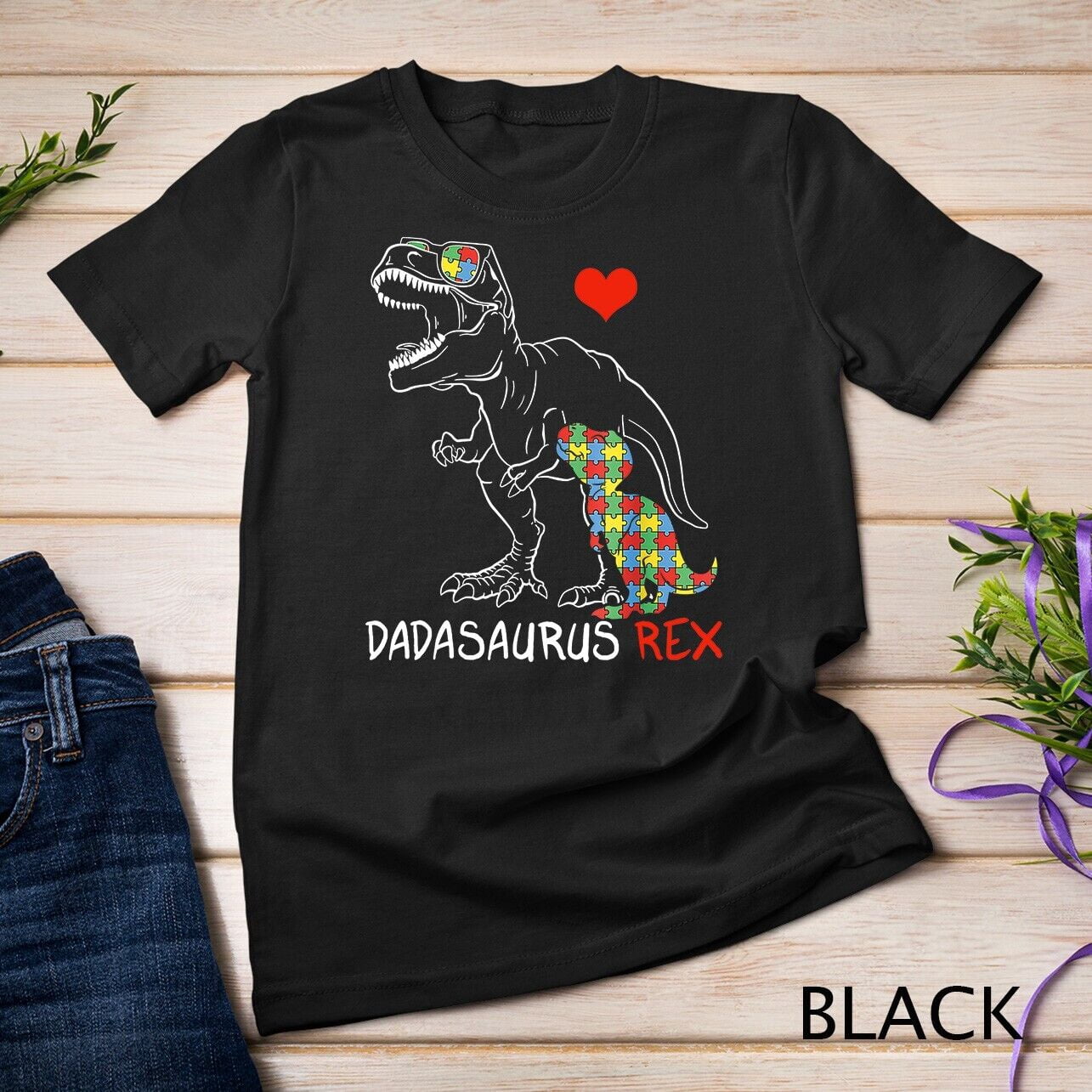 Tiny Nest Dadasaurus Daddy Rex Autism Awareness Proud Dad Father's Day ...