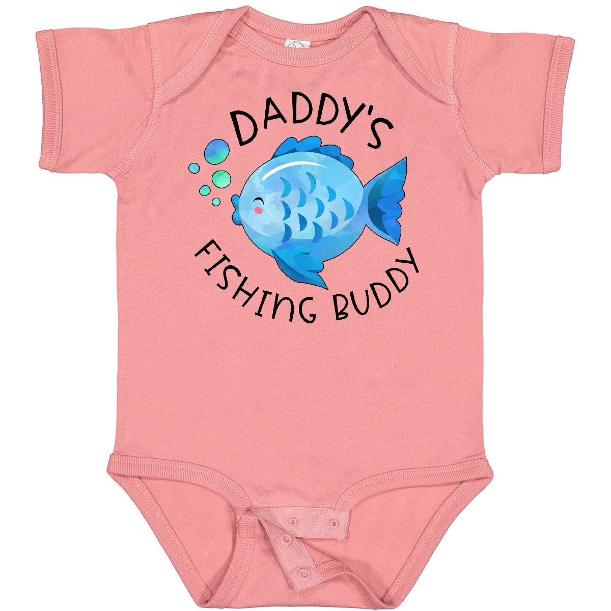 Tiny Nest Daddy'S Fishing Buddy With Cute Blue Fish Baby Bodysuit Kids ...
