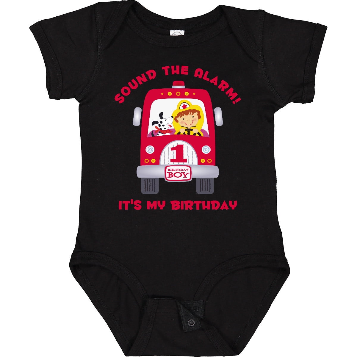 Tiny Nest Fire Truck 1St Birthday Boy Baby Bodysuit Engine Fighter ...