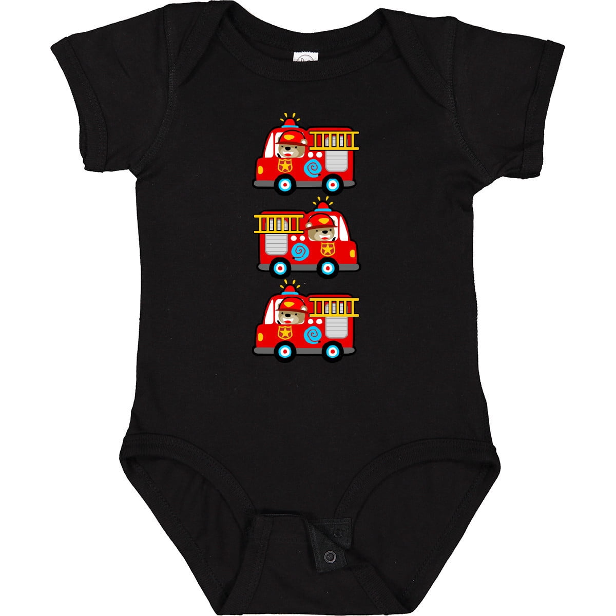 Tiny Nest Fire Truck Firefighter Bear Baby Bodysuit Fireman Kids Childs ...